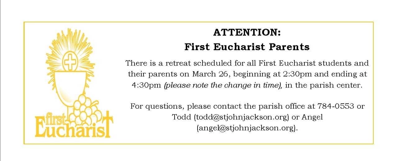 First Communion Retreat – St. John the Evangelist Catholic Parish