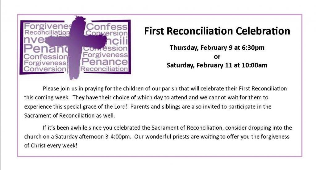 First Reconciliation – St. John the Evangelist Catholic Parish