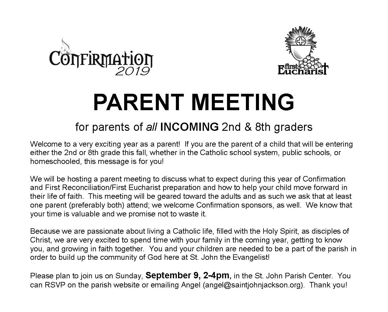 ATTENTION: 2nd & 8th Grade Parents – St. John the Evangelist Catholic ...