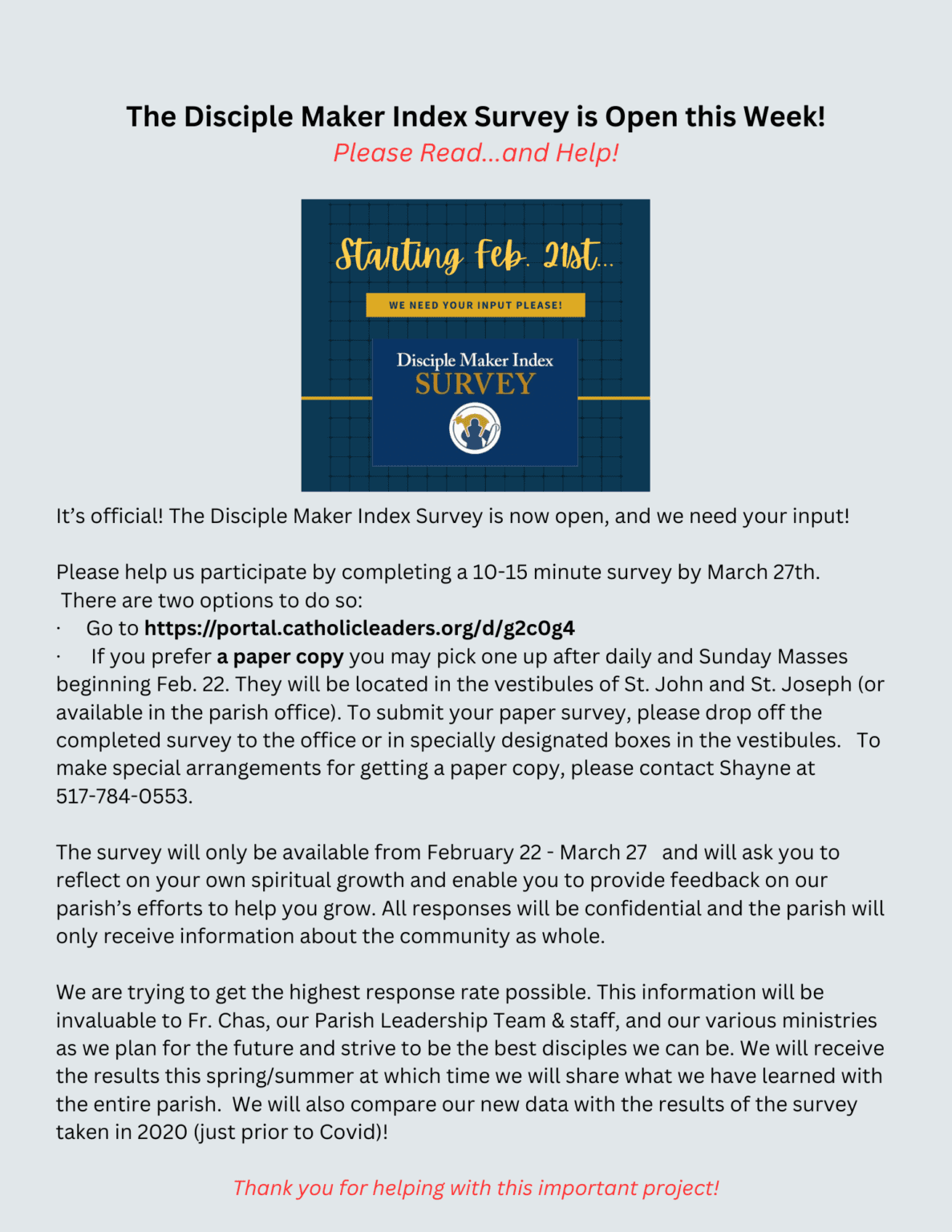 Disciple Maker Index Survey – 2023 – St. John the Evangelist Catholic ...