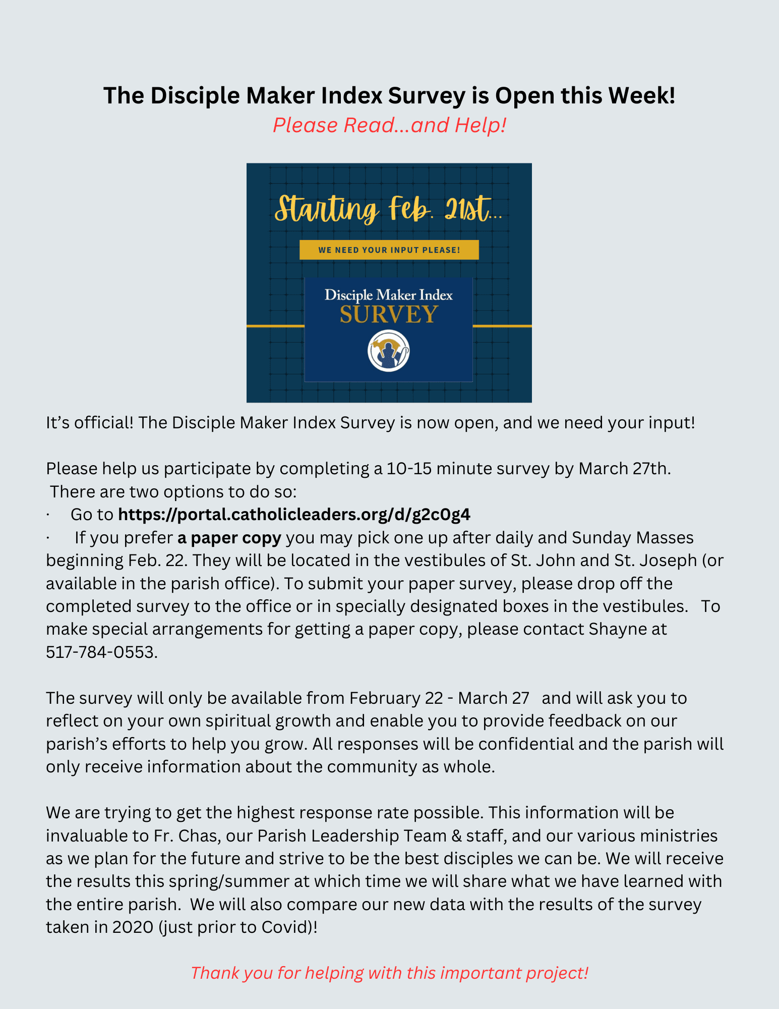 Disciple Maker Index Survey – 2023 – St. John the Evangelist Catholic ...