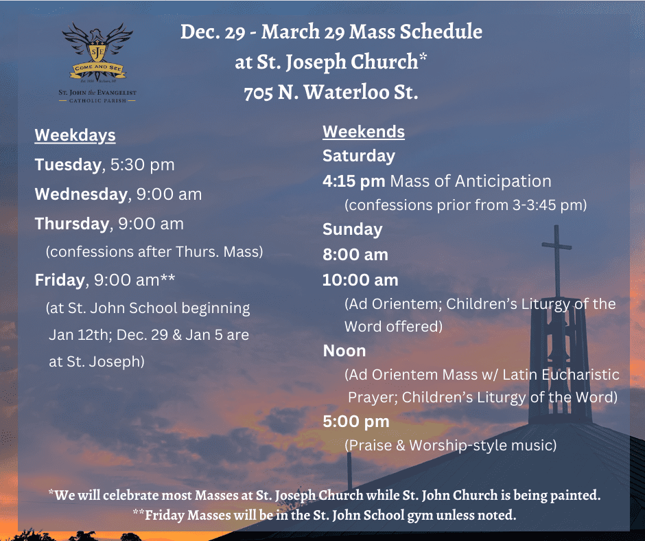 Mass Schedule During Painting of St. John Church – St. John the ...