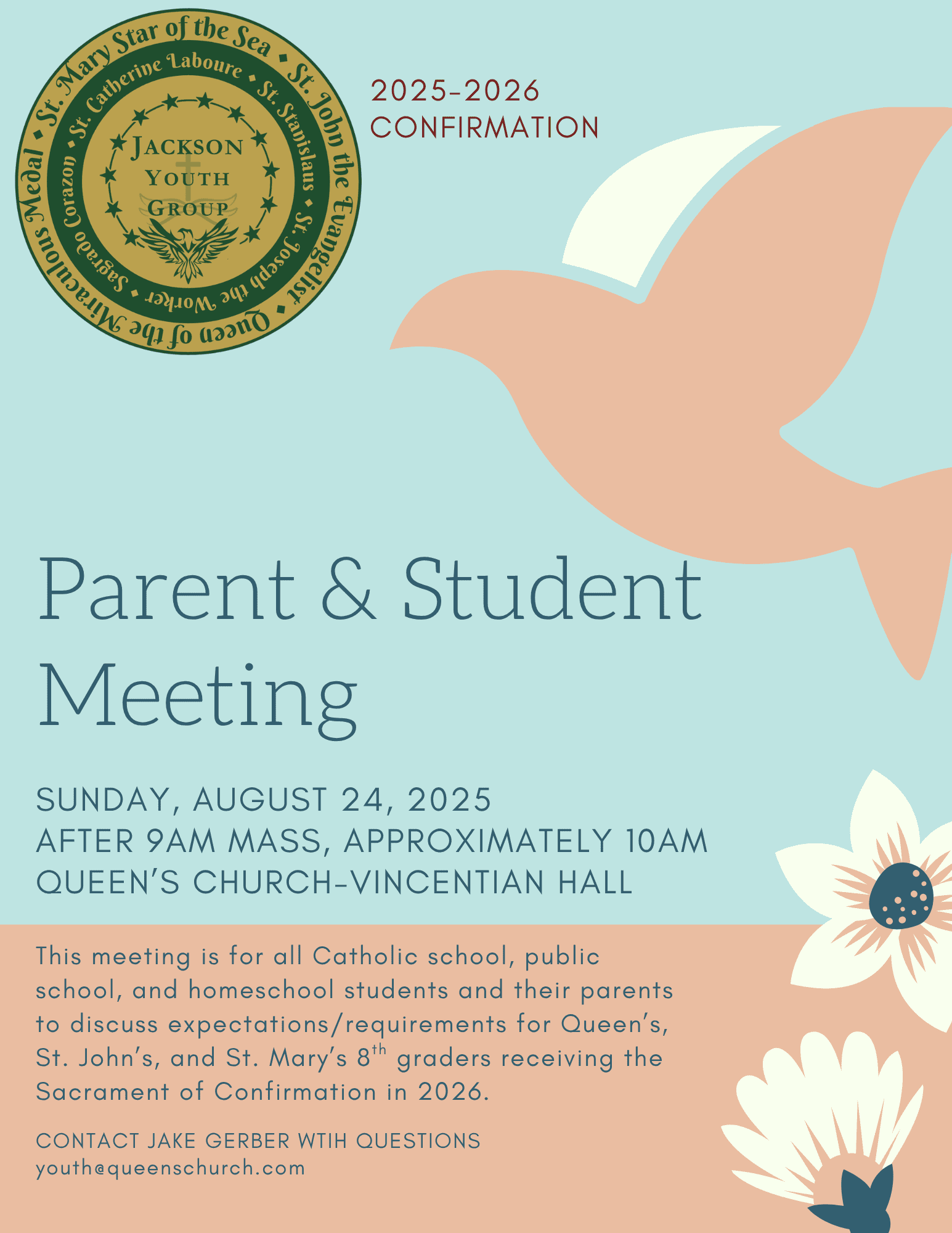2025-2026 Confirmation Parent & Student Meeting – St. John the Evangelist Catholic Parish